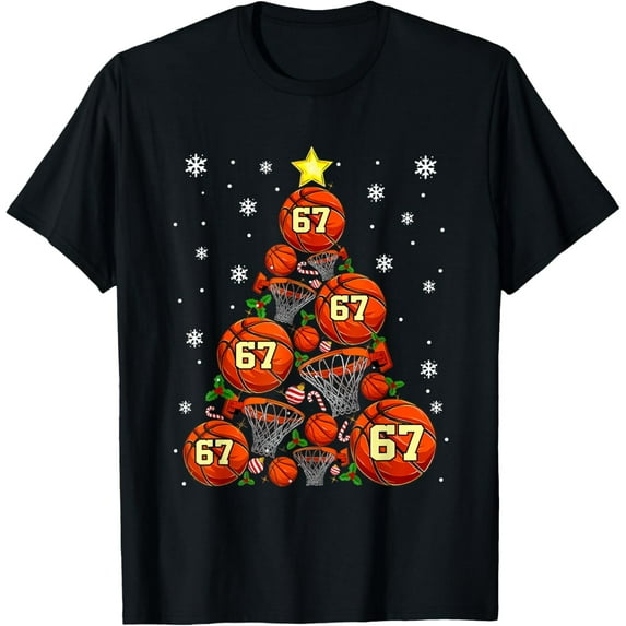 67 Christmas Tree Basketball Sports Six Seven Meme Brainrot Adult T ...