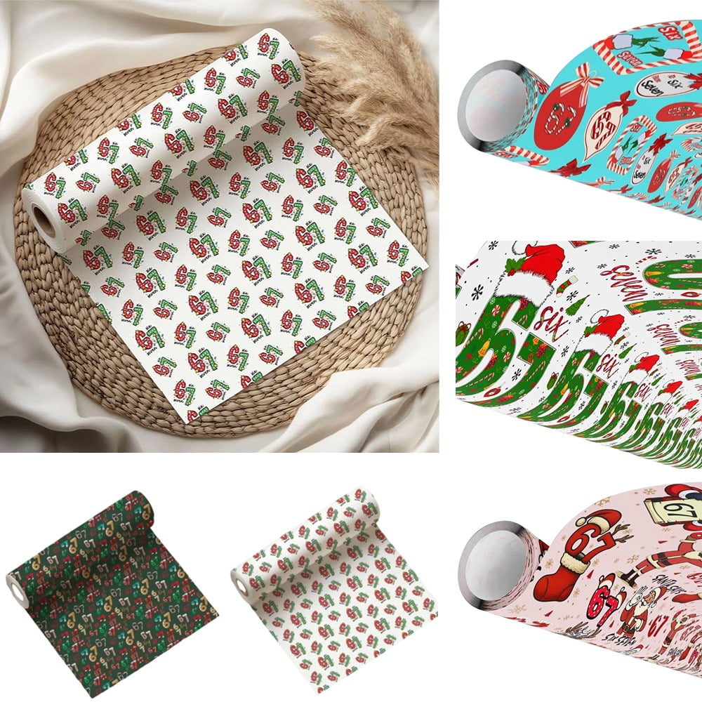 67 Christmas Wrapping Paper, 6 7 meme Funny Wrapping Paper Christmas ...