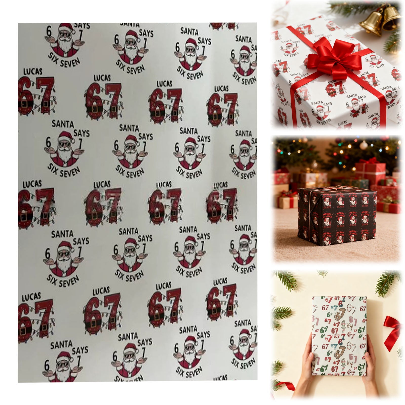 67 Christmas Wrapping Paper, 6 7 meme Wrapping Paper, 67 Meme Funny ...