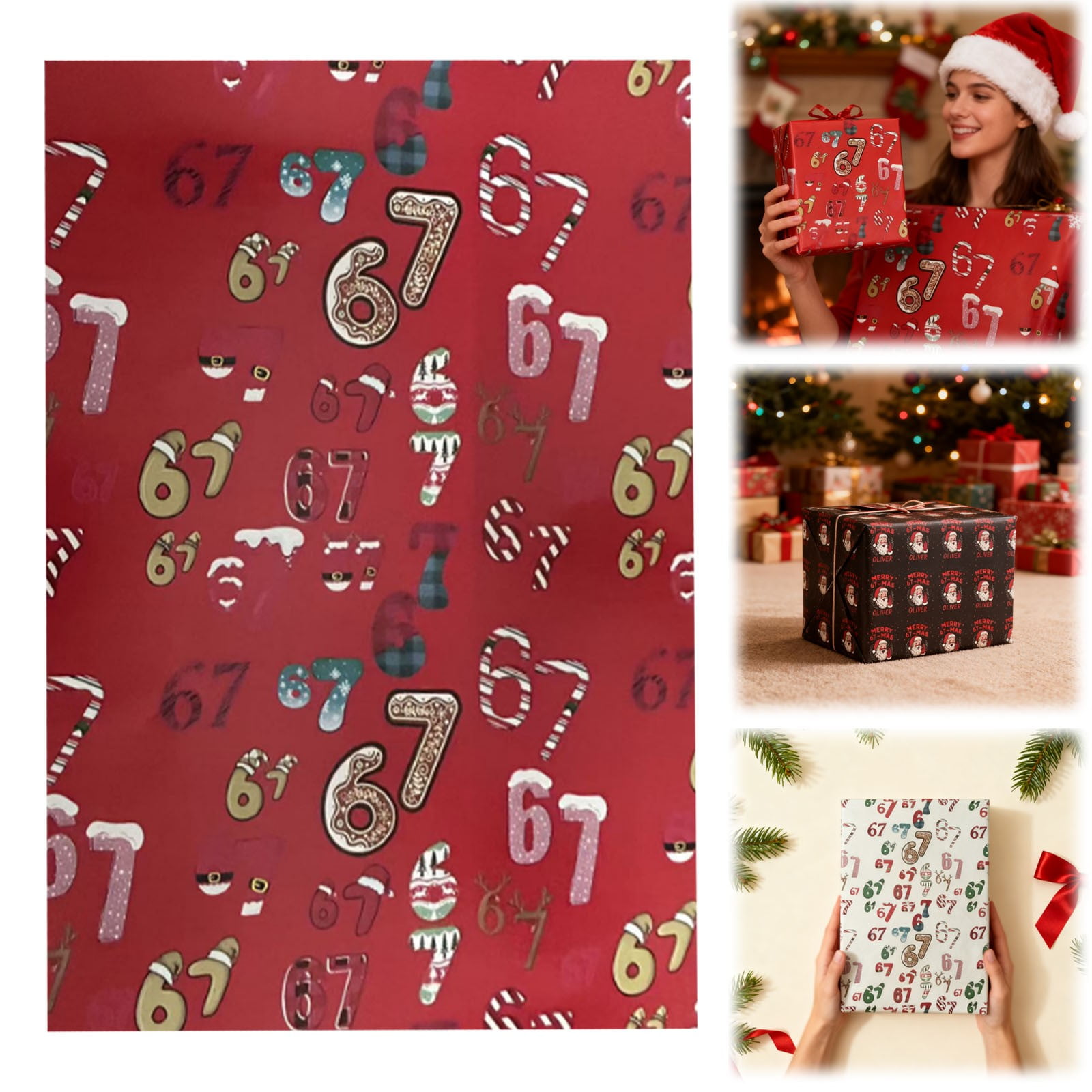 67 Christmas Wrapping Paper, Funny 6 7 Meme Gift Wrapping Paper ...