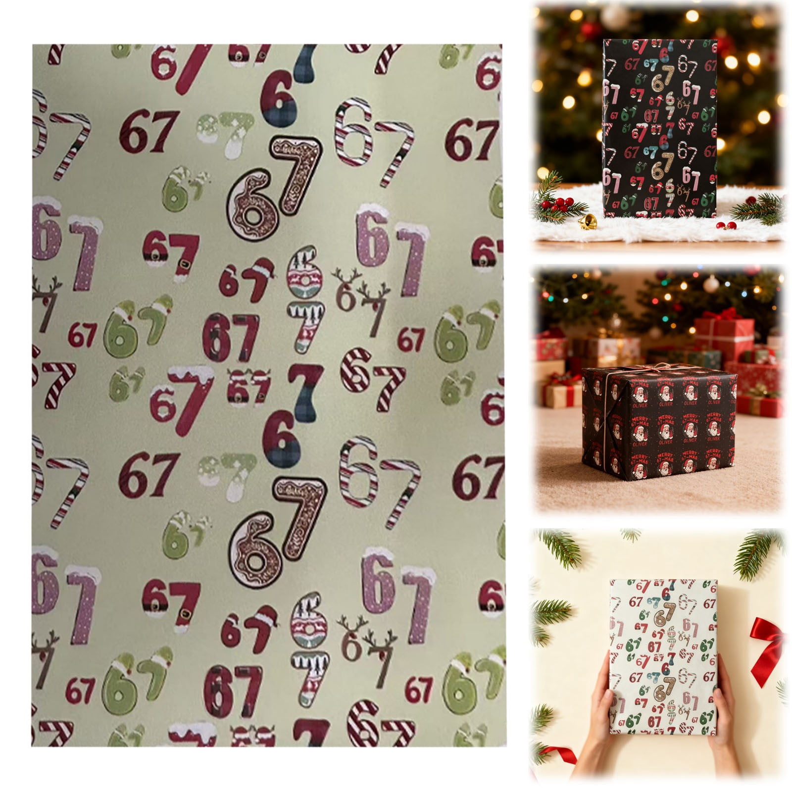 67 Christmas Wrapping Paper, Funny Viral 6 7 Meme Gift Wrapping Paper ...