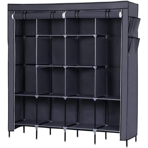 67" Clothes Closet,Covered Clothes Rack for Hanging Clothes, Metal ...