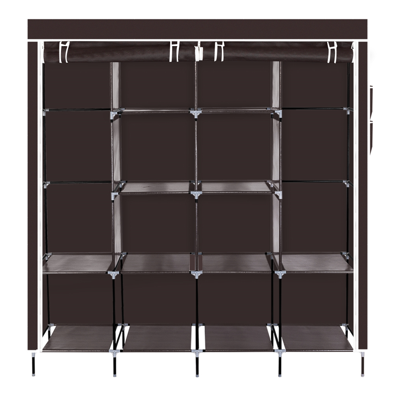 67" Clothes Closet Portable Wardrobe Clothes Storage Rack 12 Shelves 4 ...