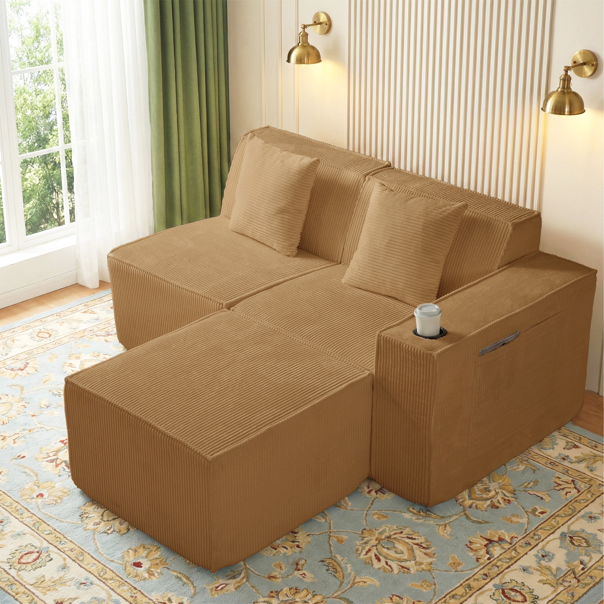67 Cloud Couch, Brown Modern Sectional Couch for Living Room, L-Shaped ...