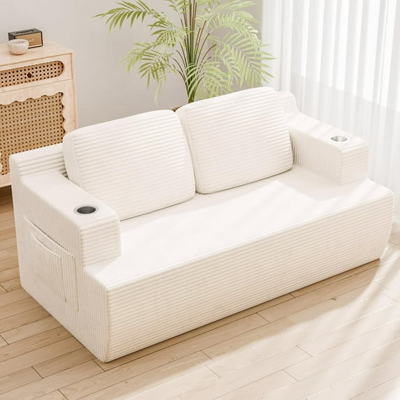 67” Cloud Couch Sofa 2 Seater Comfy Upholstered Loveseat Floor Sofa ...