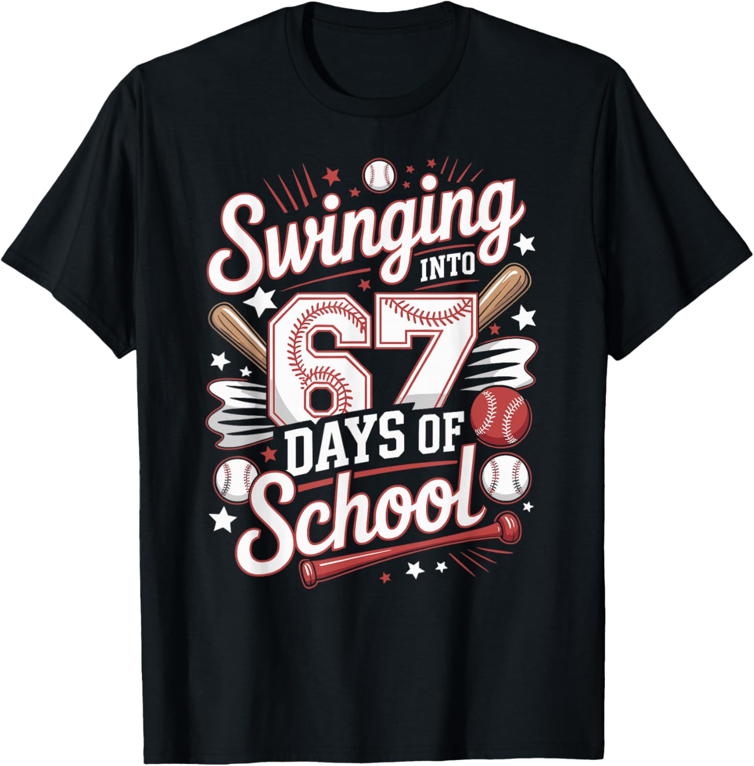 67 Days of School Funny Six Seven Baseball Meme Adult T-shirt - Walmart.com