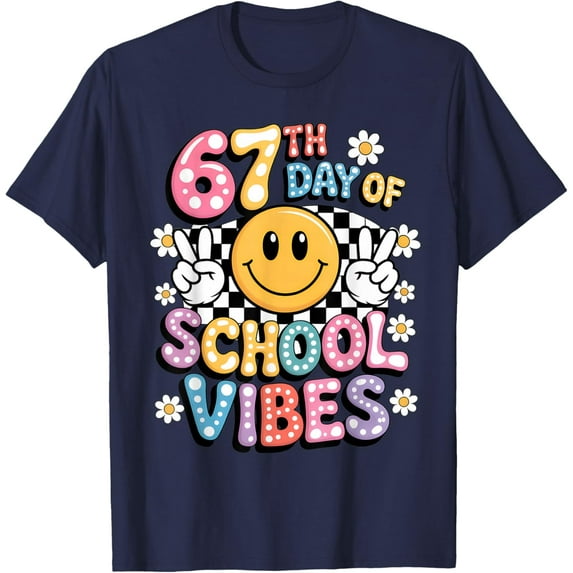 67 Days of School Meme 100th Day of School Vibes Smile Face T-Shirt ...
