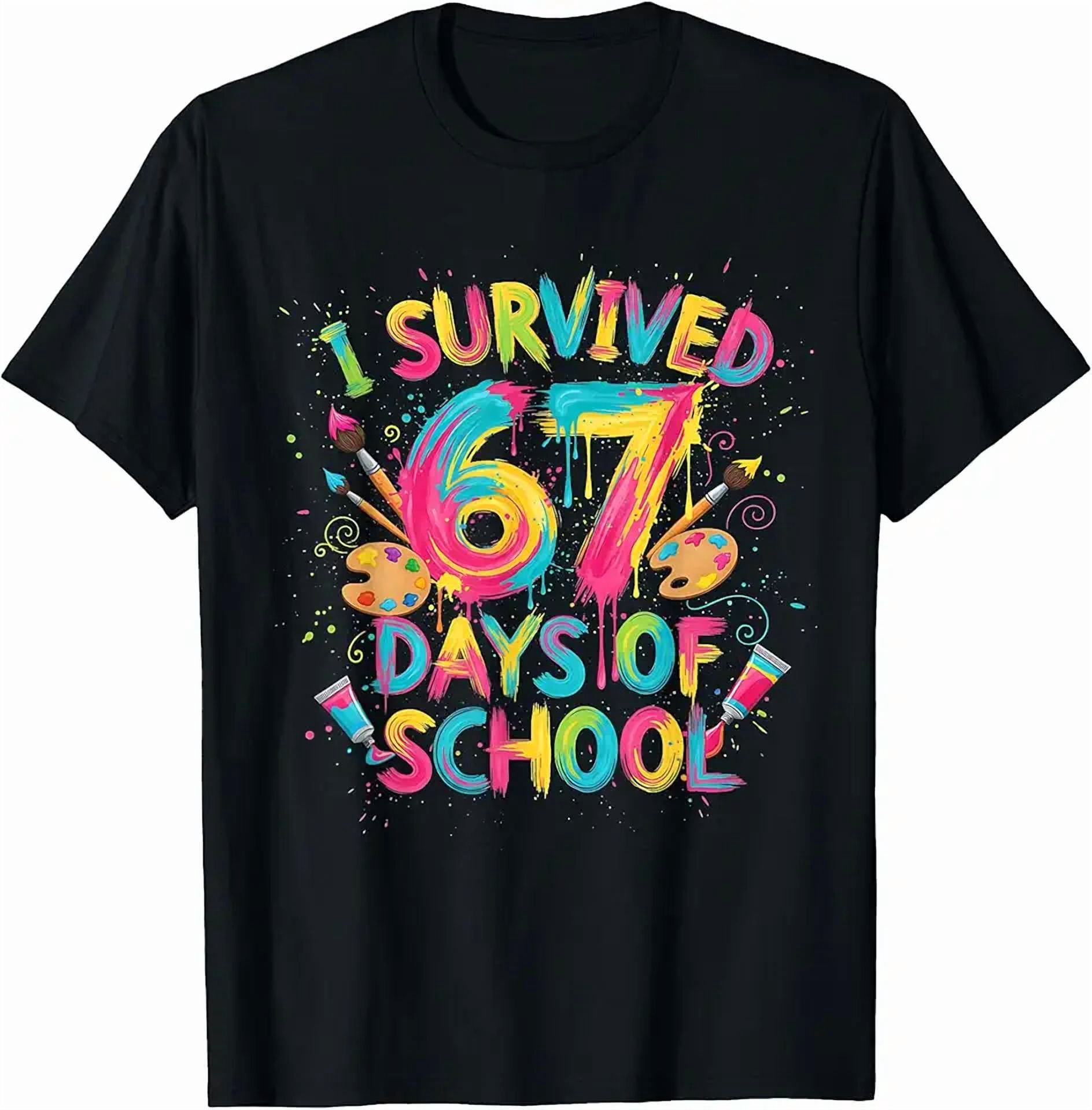 67 Days of School Survived Art Teacher Student Unisex Graphic T-Shirt ...