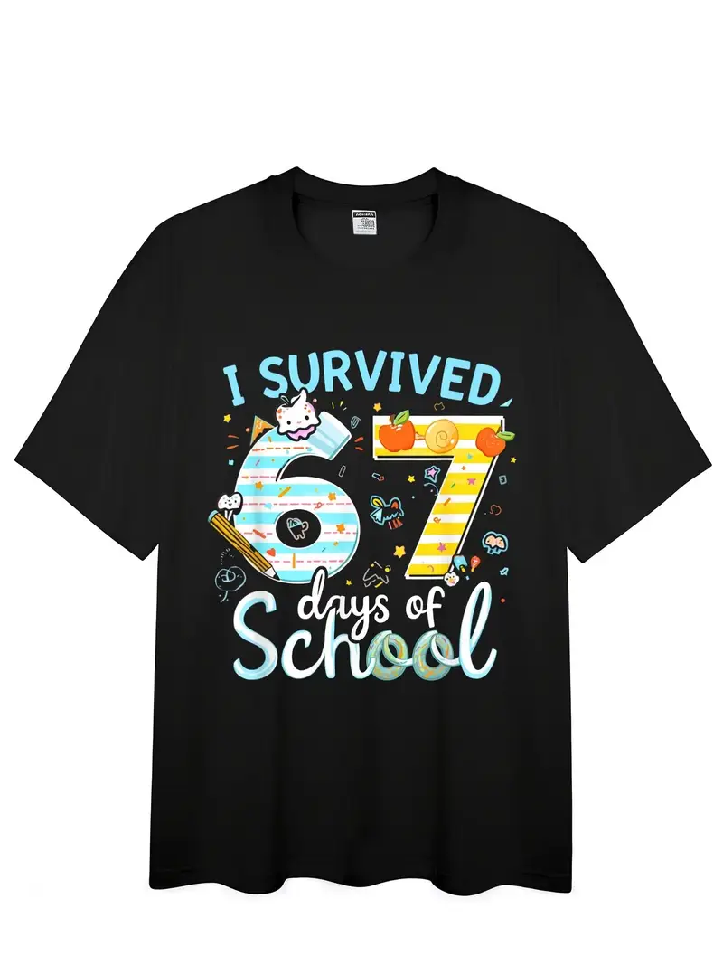 67 Days of School Survived Student Teacher Unisex Graphic Casual T ...