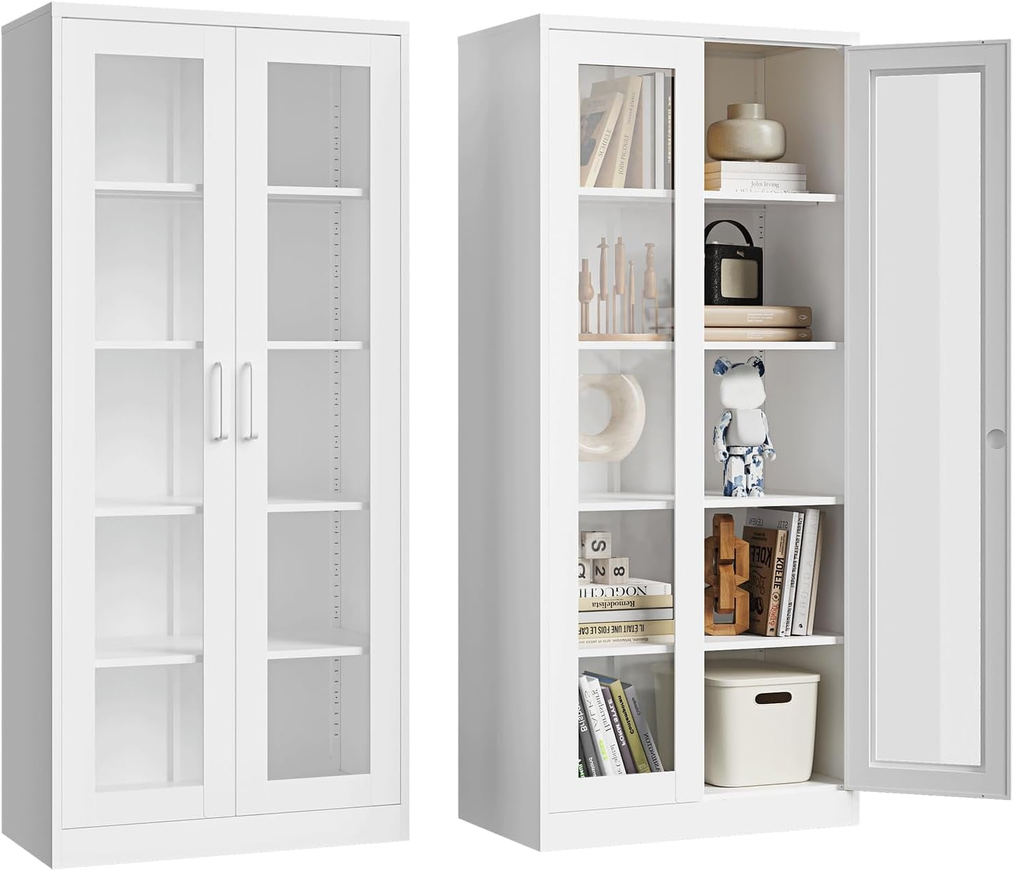 67" Display Storage Cabinet with 4 Adjustable Shelves, Lockable ...