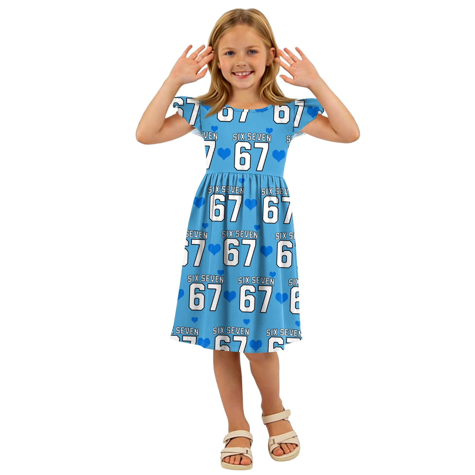67 Dress Girls Funny Meme - Six Seven Meme Cream Design Dresses for ...