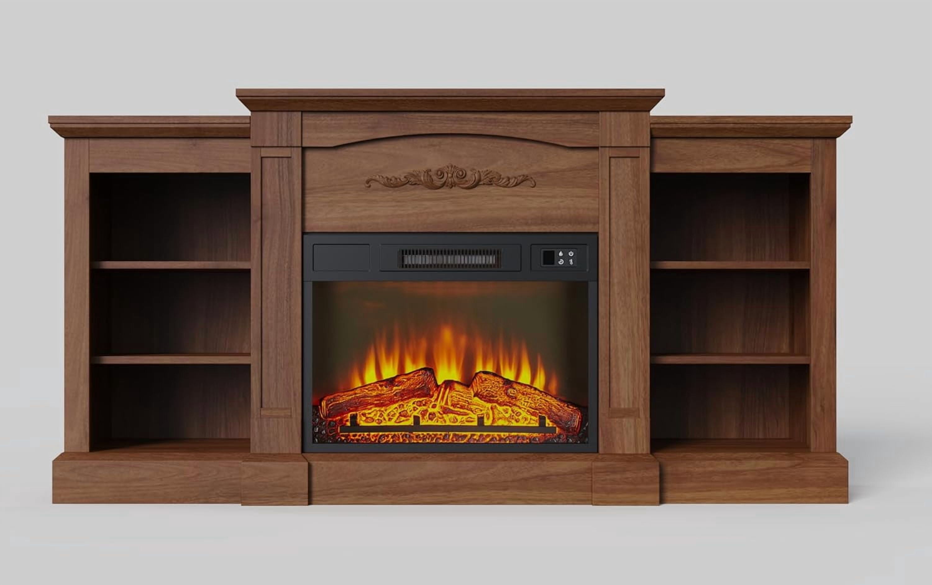 67" Electric Fireplace TV Stand with Mantel & Cabinets, Fits TVs Up to ...