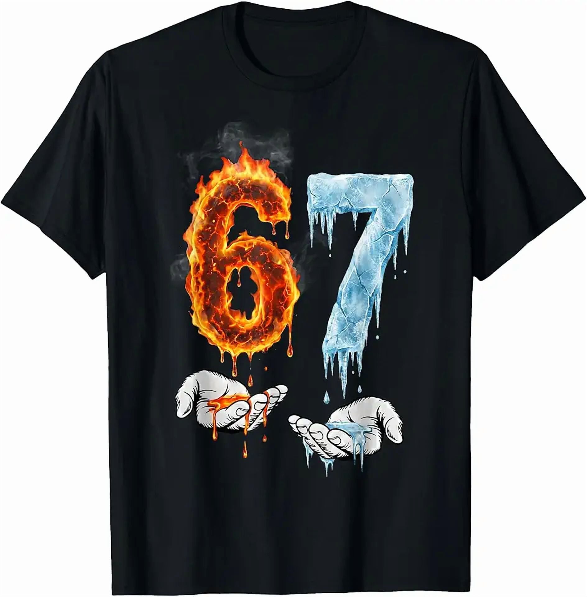 67 Flame Ice 6-7 Number Six Seven Meme 6 7 Kids Boys Girls T-Shirt ...