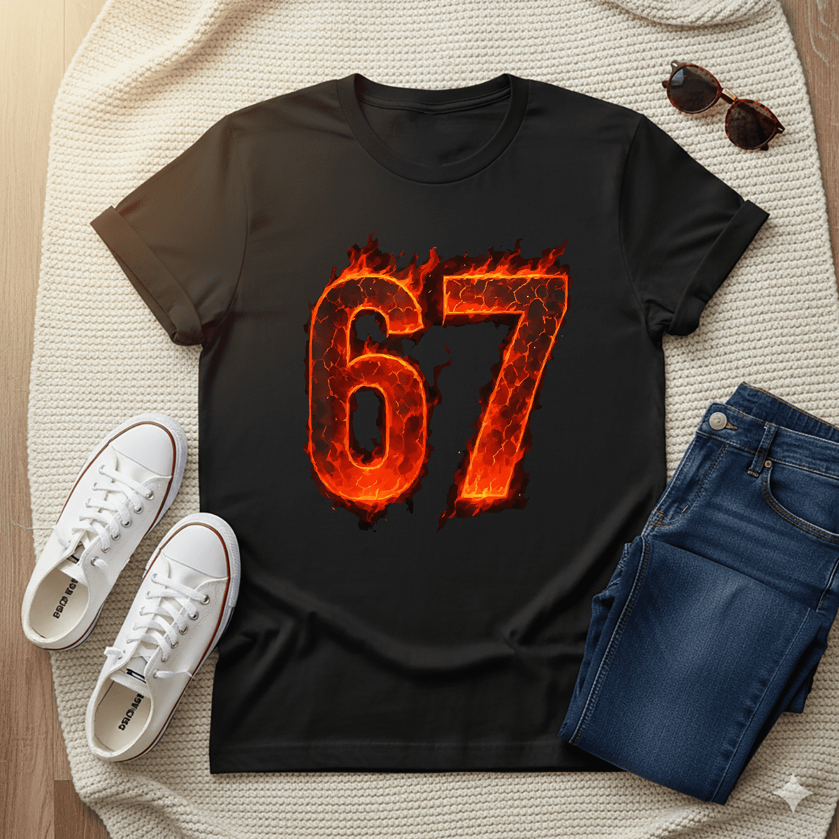 67 Flame Number Six Seven Meme Gen Alpha Funny Graphic Unisex T-Shirt ...
