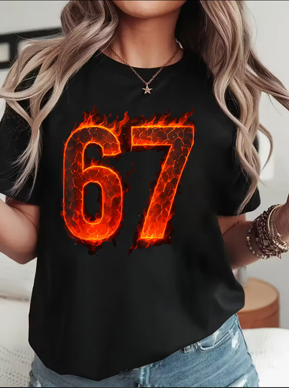 67 Flame Number Six Seven Meme Gen Alpha Kid Funny Graphic Art Unisex T ...