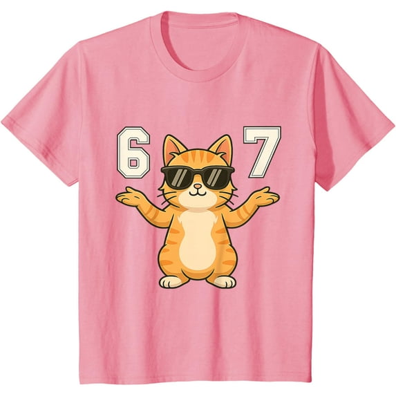 67 Funny Cat Six Seven Meme Animal Lovers Boys Girls Kids T-Shirt ...