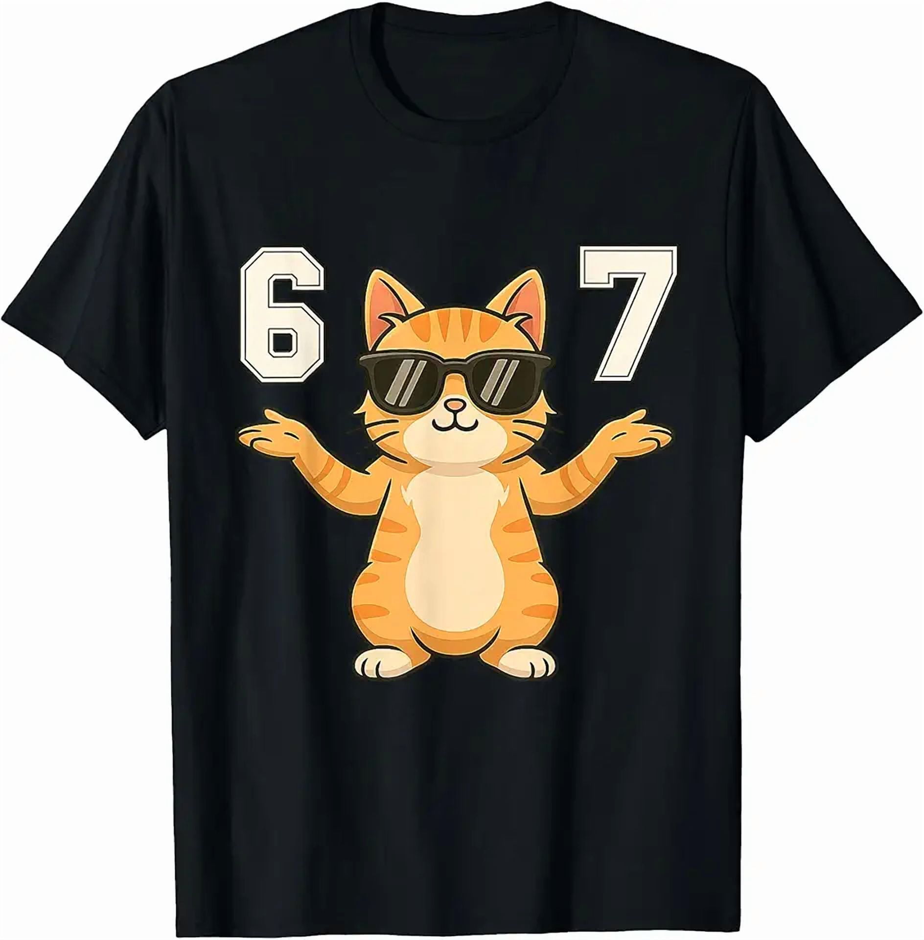 67 Funny Cat Six Seven Meme Gen Z Alpha Humor Animal Lovers T-Shirt ...