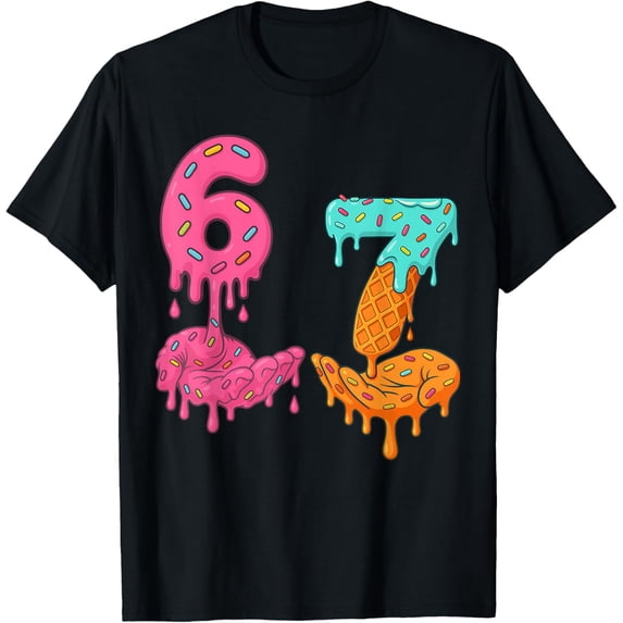 67 Funny Hands Six Seven 6 7 Kids Ice Cream Drip 6-7 Meme T-Shirt ...