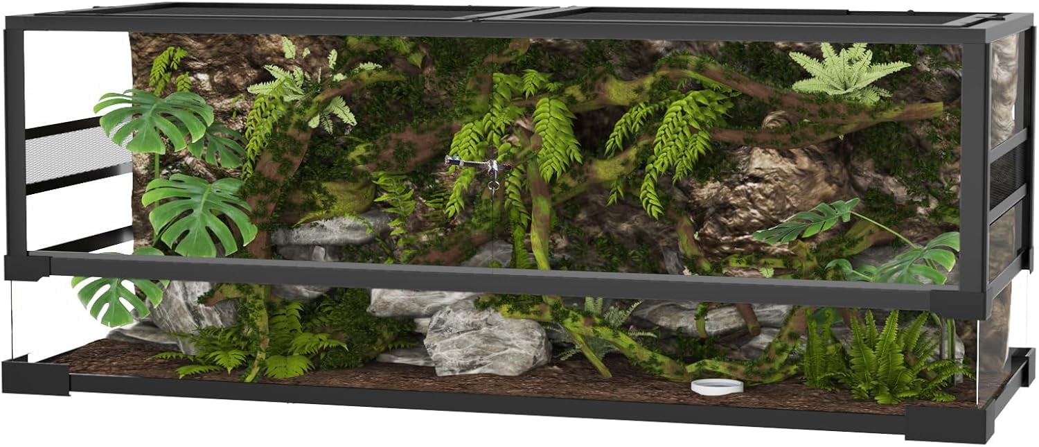 67 Gallon Reptile Glass Terrarium with Top & Side Screen Ventilation ...