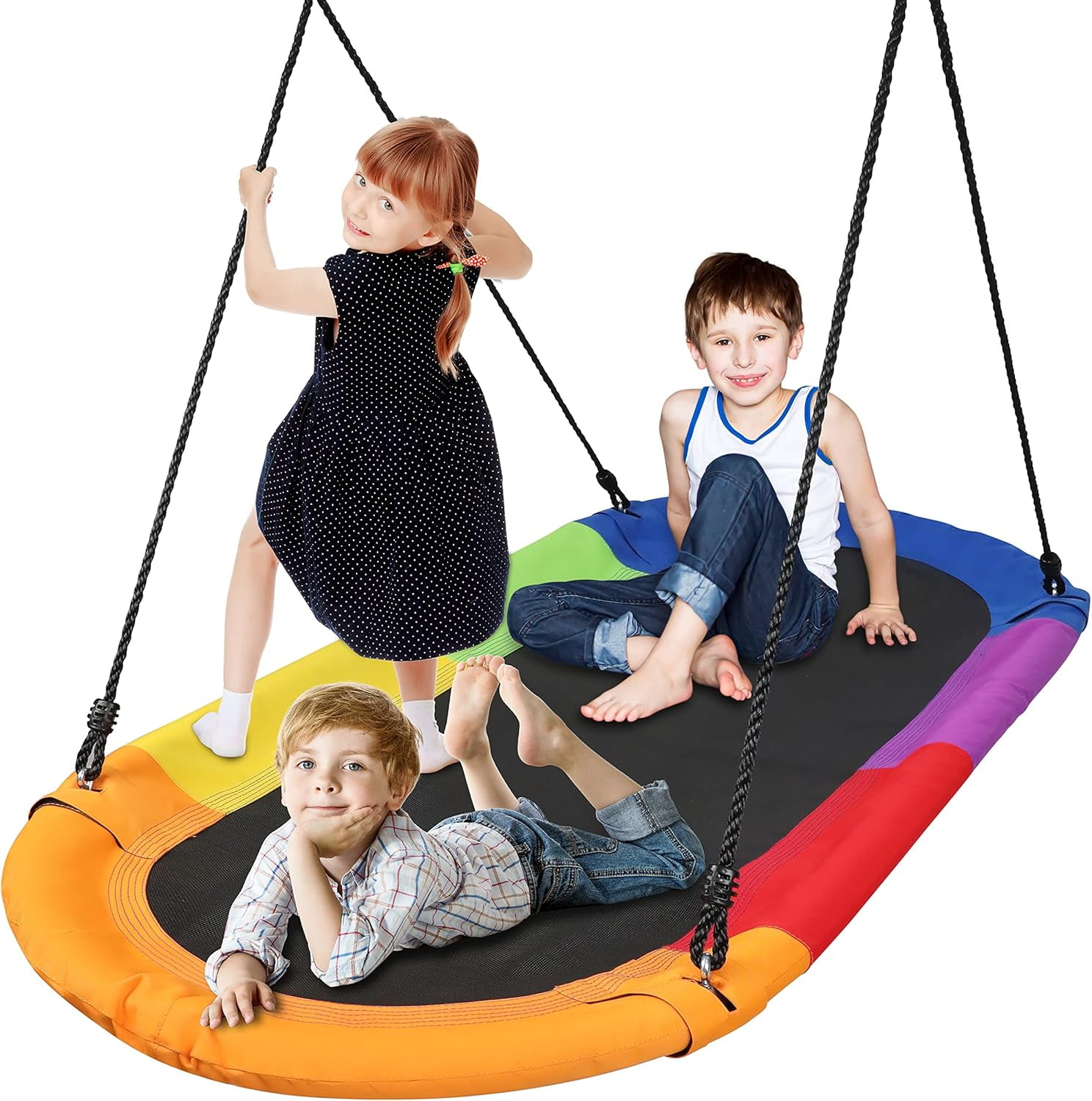 67" Giant Platform Tree Swing with Hang Kit, Outdoor Swing Set for Kids ...
