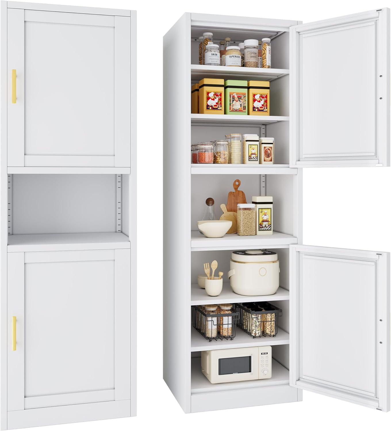 67" H Metal Tall Narrow Storage Cabinet, Freestanding Floor Cabinet ...