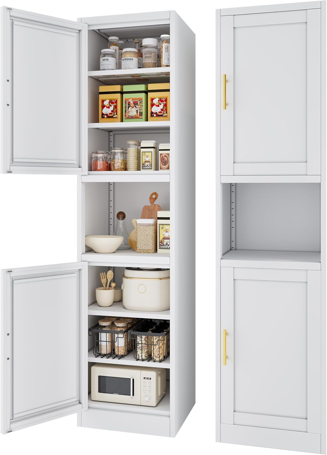 67" H Metal Tall Narrow Storage Cabinet, Freestanding Floor Cabinet ...