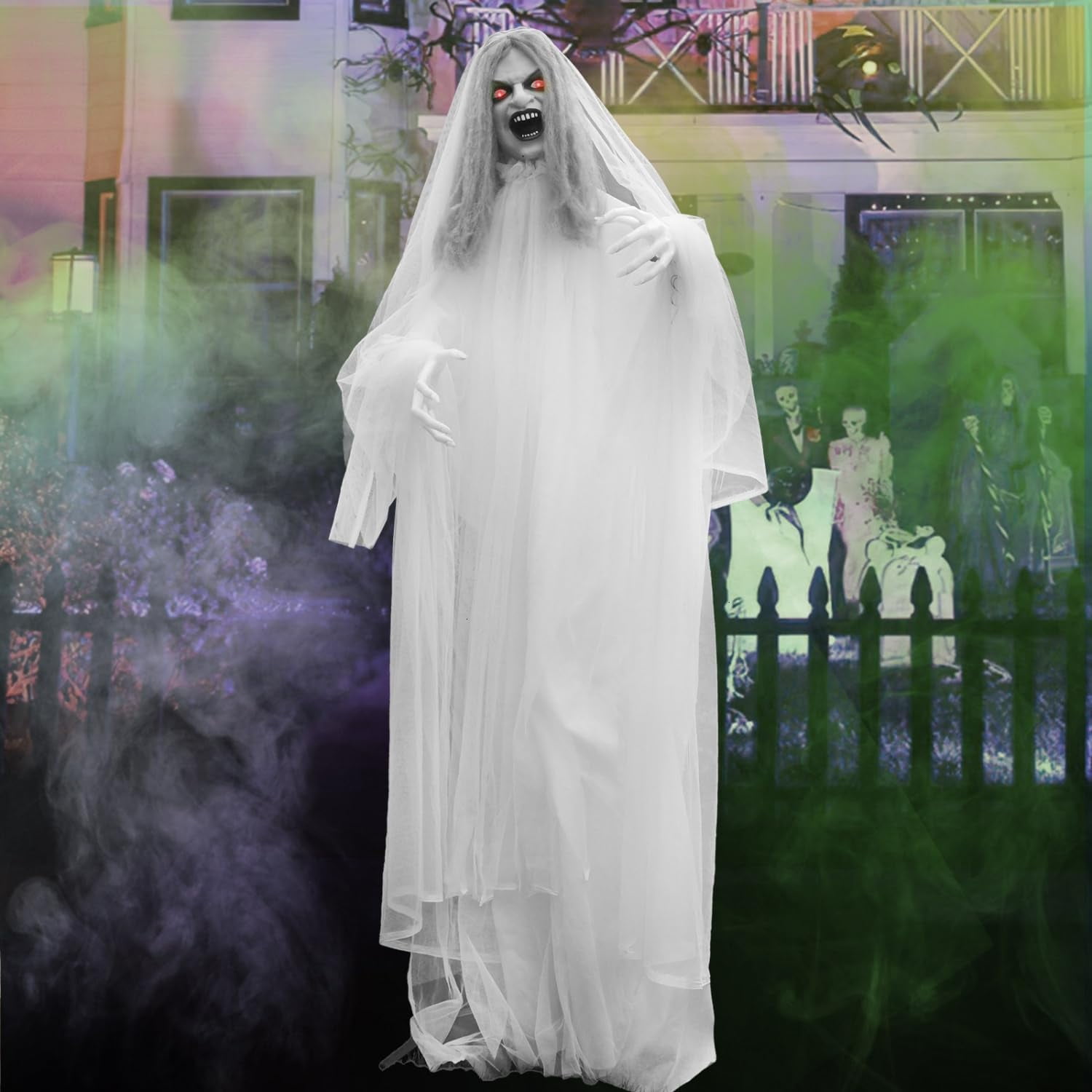 67" Halloween Animatronics Ghost Decoration Outside Life Size Scary ...