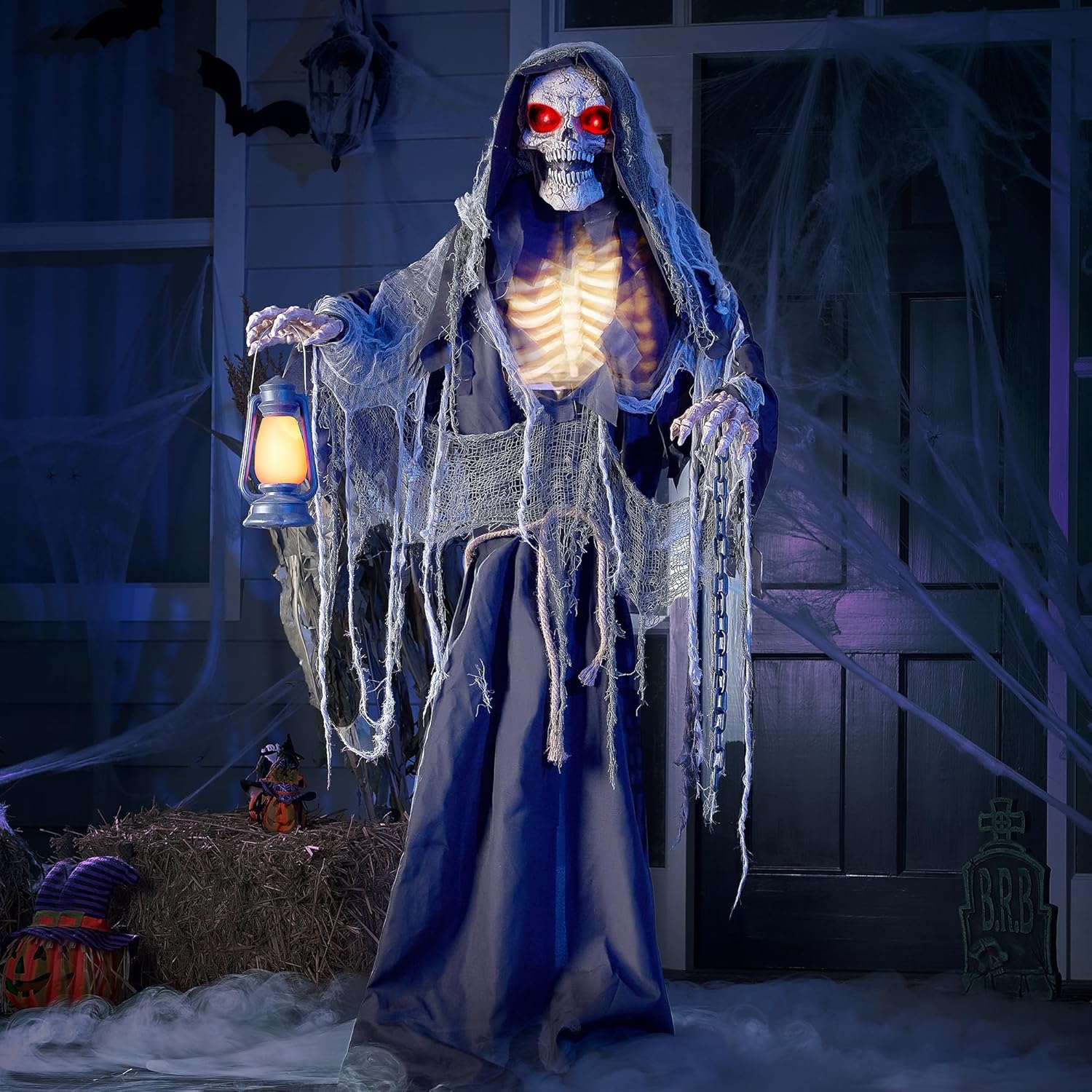 67'' Halloween Animatronics Rising Standing Grim Reaper, Life-Size ...