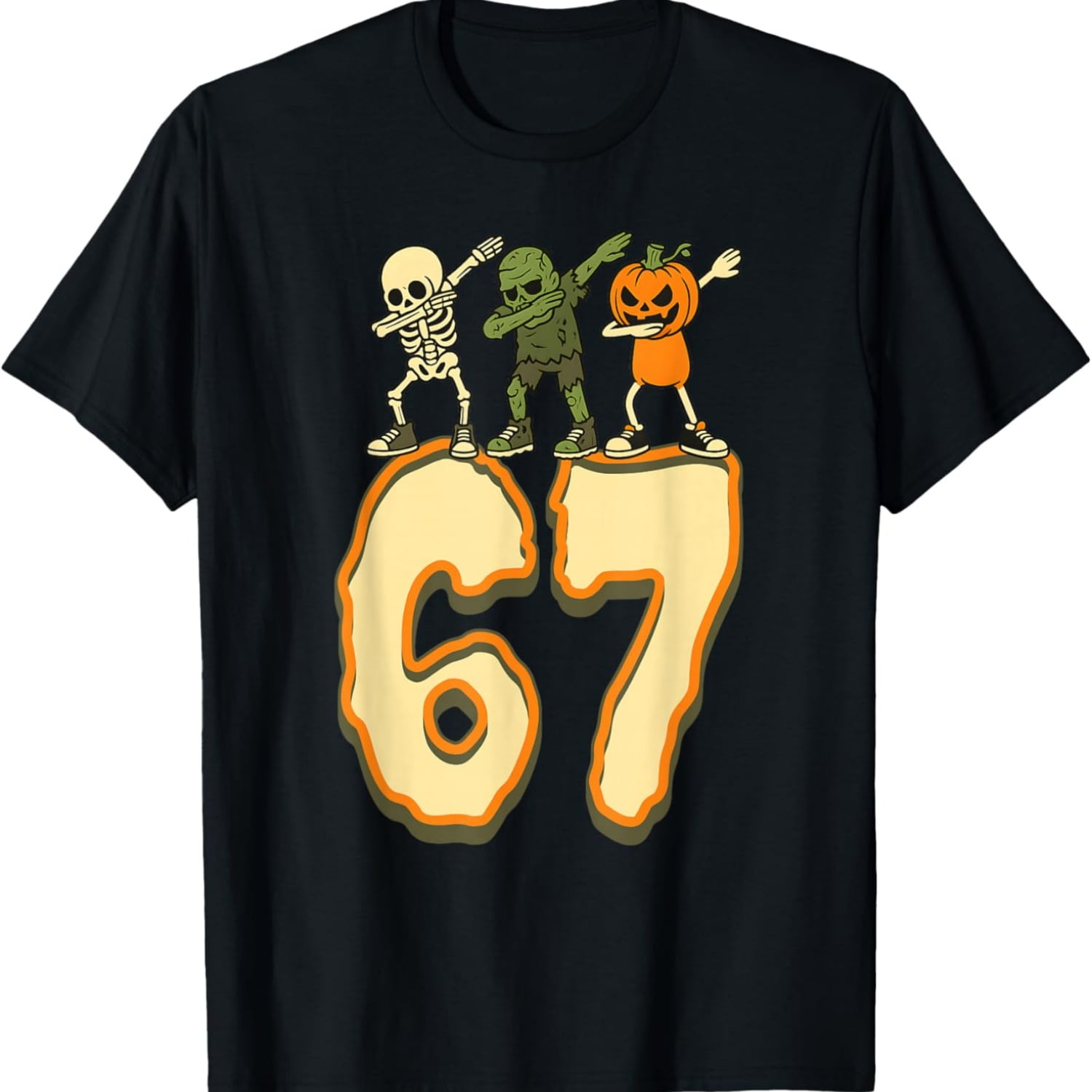 67 Halloween Meme 6 7 Numbers Six Seven Funny Skeleton T-shtir ...