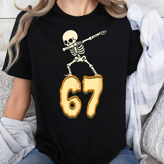 67 Halloween Meme 6 7 Numbers Six Seven Funny Skeleton Unisex T-Shirt ...