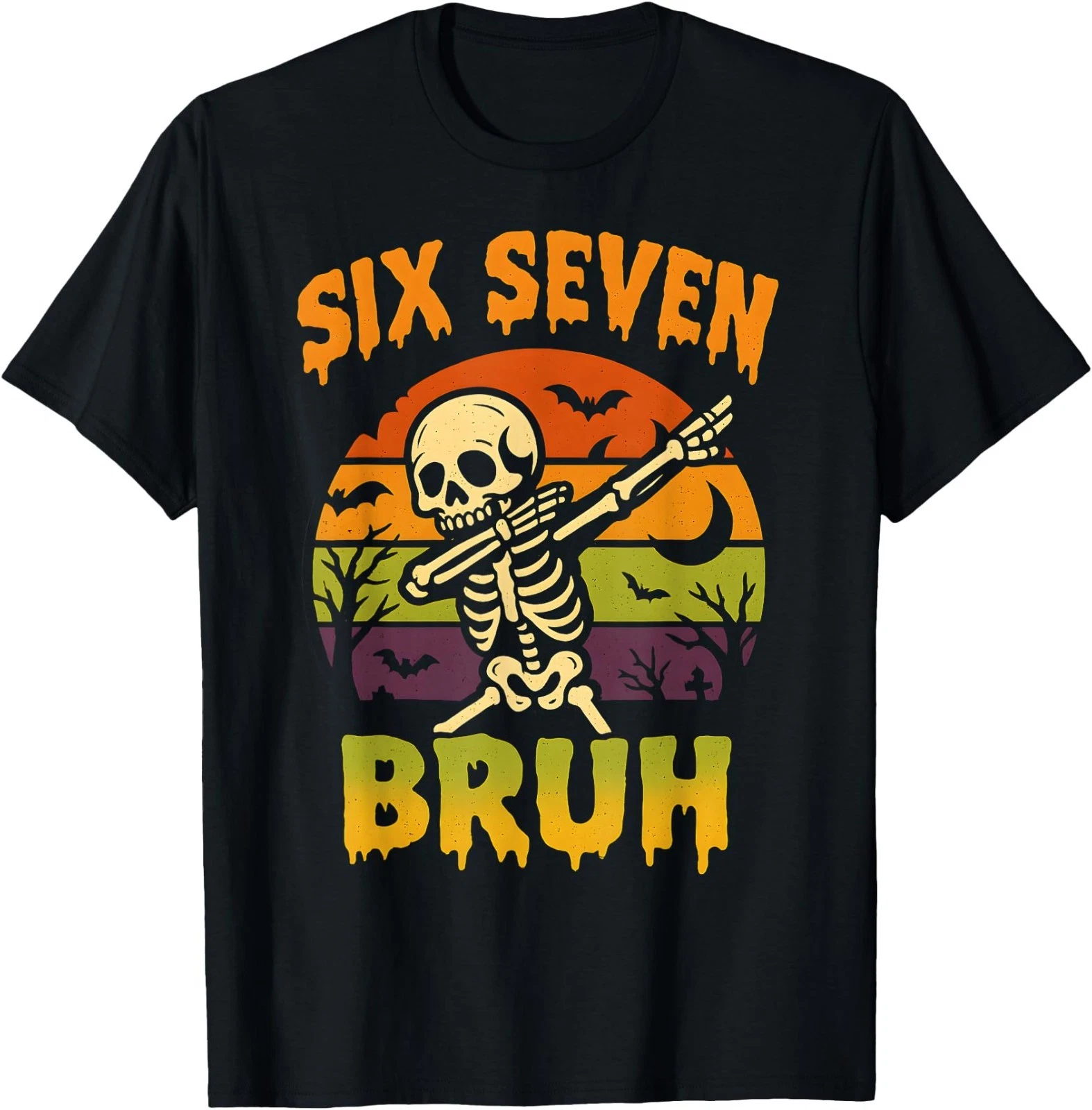 67 Halloween Meme Skeleton Six Seven Funny Bruh Adult T-Shirt, Unisex ...
