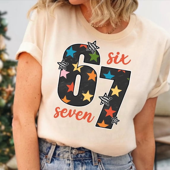67 Hand Six Seven Trendy Number Couples T-Shirt - Walmart.com