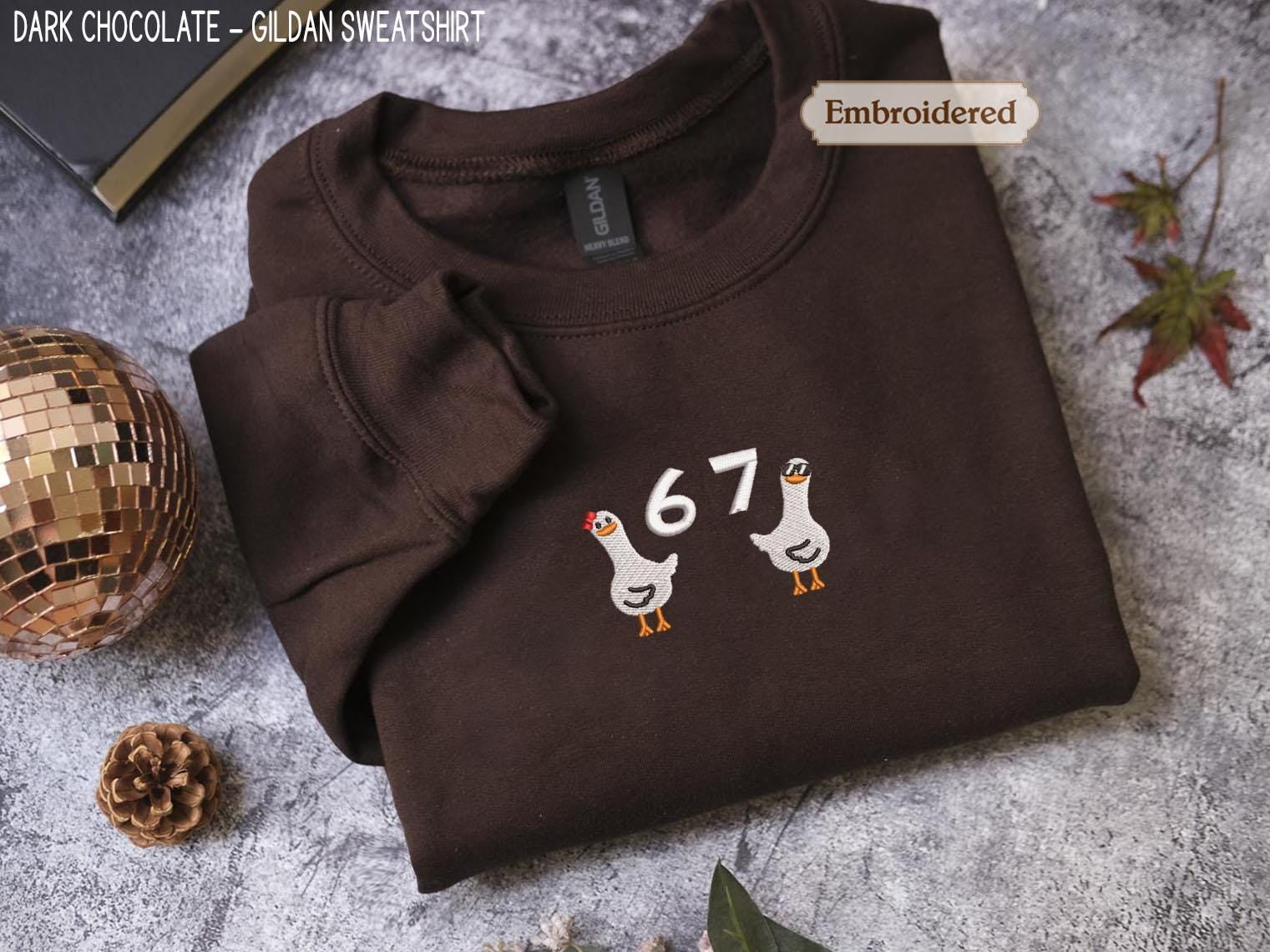 67 Hand Sweatshirt, Funny Silly Goose Six Seven Shirt, Embroidered ...