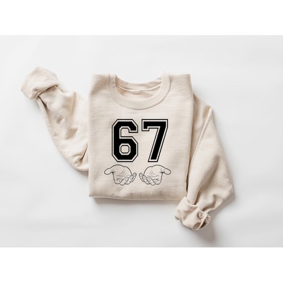 67 Hand Sweatshirt, Funny Six Seven Sweater, Meme Generation Alpha Tee ...