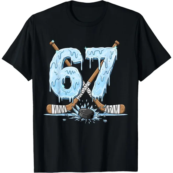 67 Hockey Drip Number Meme Ice Sports Kids Adults Retro Funny Athletic ...