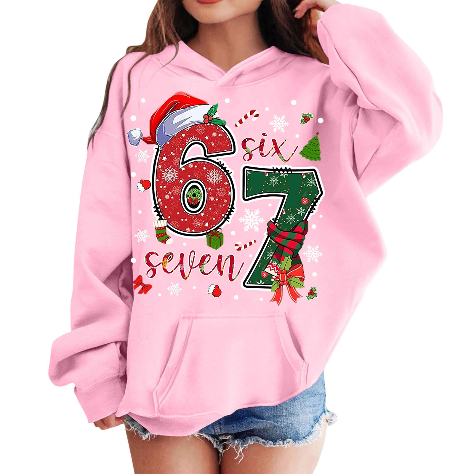 67 Hoodie Girls 67 Ice Cream Drip Meme Preppy Clothes Loose Novelty ...