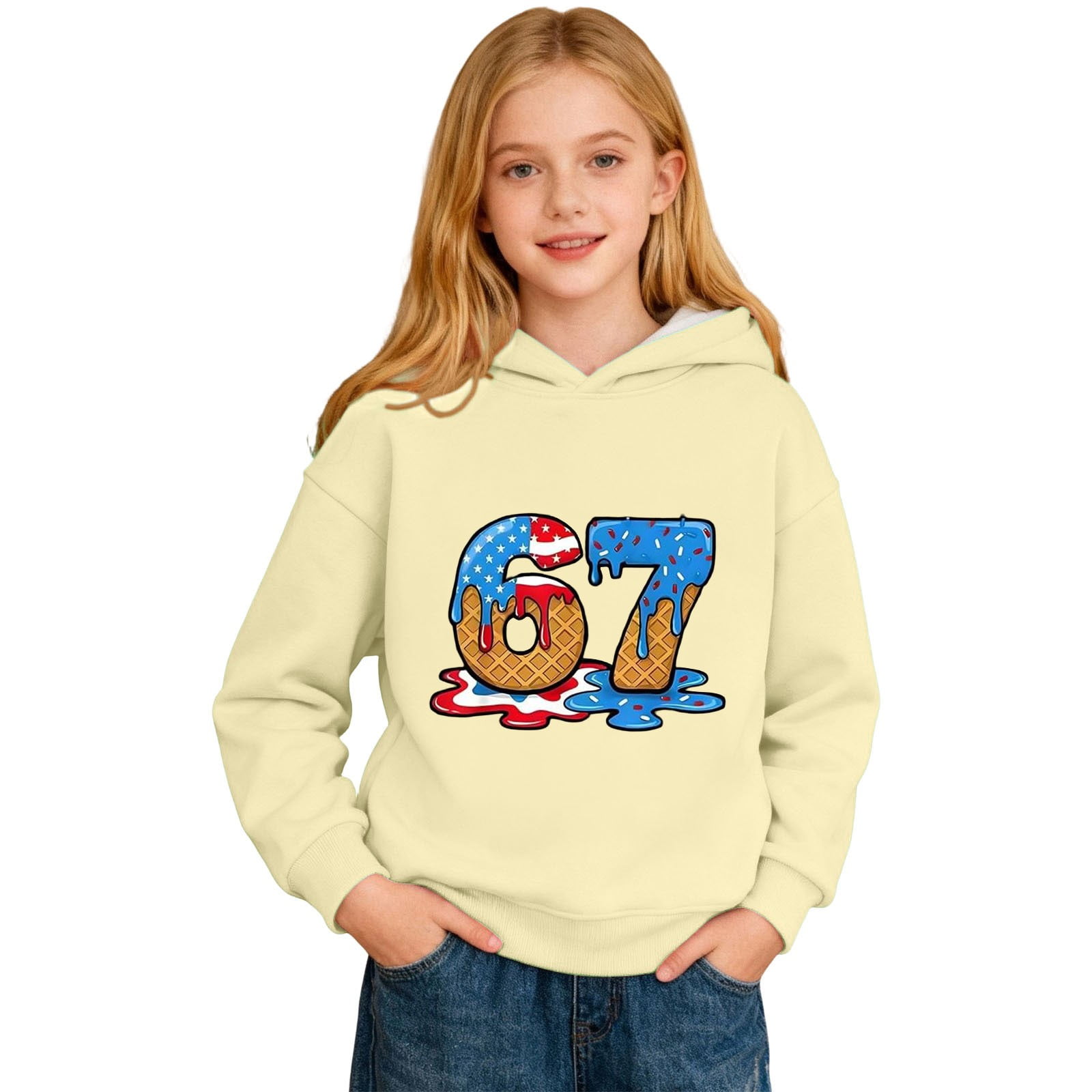 67 Hoodie Girls 67 Ice Cream Drip Meme Preppy Sweatshirts Loose Printed ...