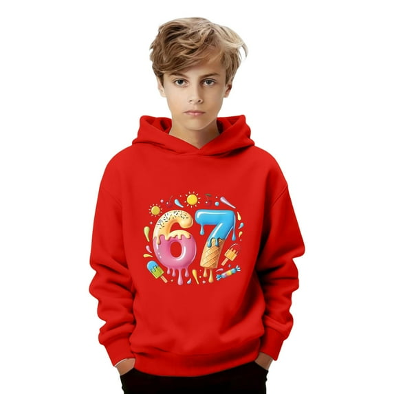 67 Hoodie Kids Boys 6 7 Creams Drips Graphic Preppy Clothes Loose ...