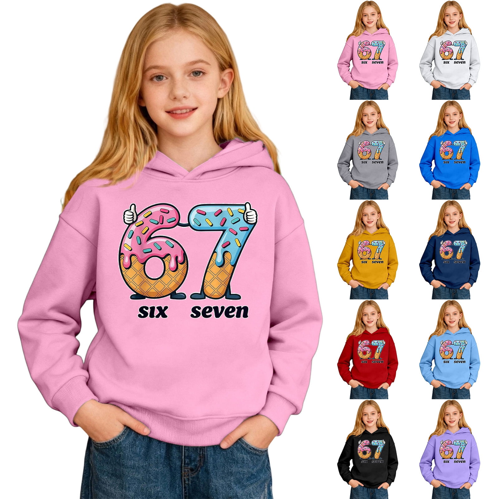 67 Hoodie Kids Six Seven Meme Christmas Sweatshirt Casual Long Sleeve ...