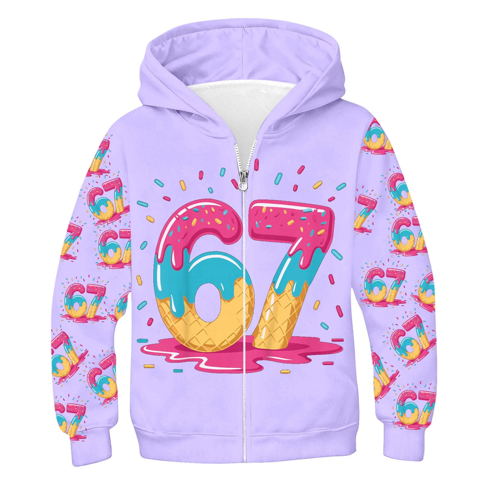 67 Hoodie Kids Six Seven Meme Jacket Zip Up Sweatshirt Boys Girls Ice ...