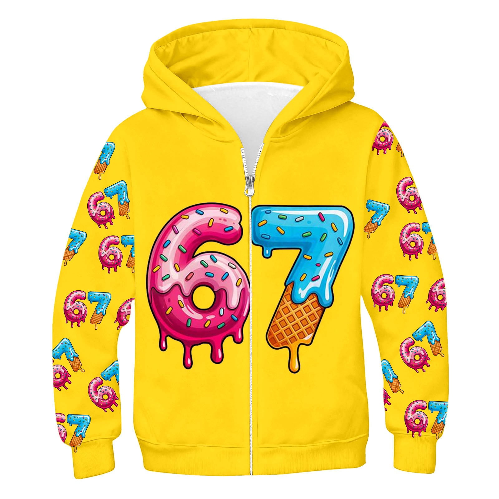 67 Hoodie Kids Six Seven Meme Jacket Zip Up Sweatshirt Boys Girls Ice ...
