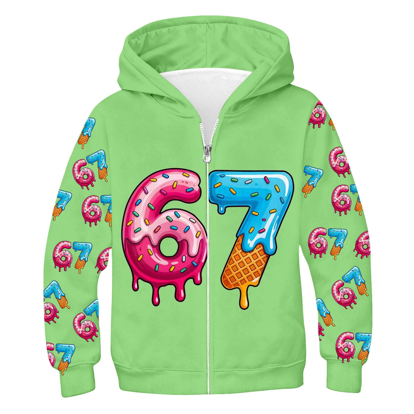 67 Hoodie Kids Six Seven Meme Jacket Zip Up Sweatshirt Boys Girls Ice ...