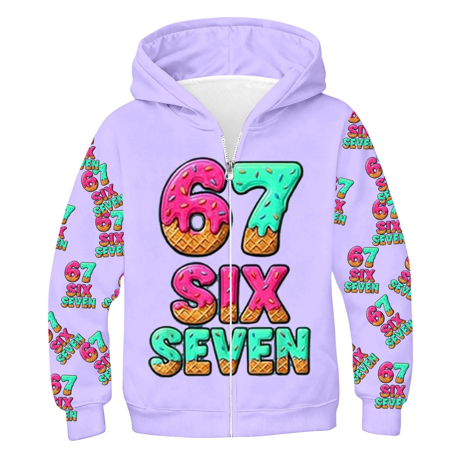 67 Hoodie Kids Six Seven Meme Jacket Zip Up Sweatshirt Boys Girls Ice ...