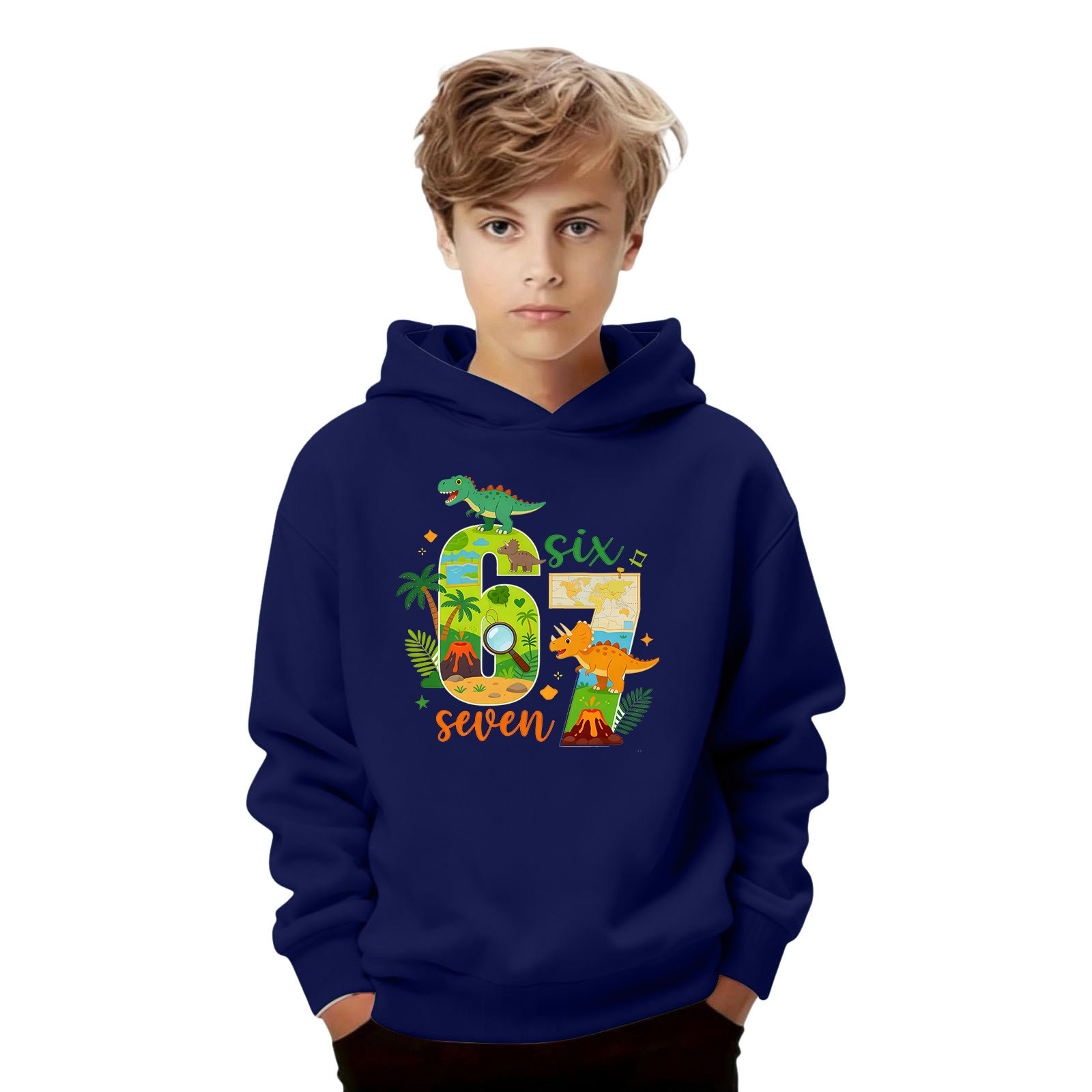 67 Hoodie Youth Kids 67 Ice Cream Meme Preppy Clothes Loose Cartoon ...
