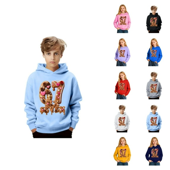 67 Hoodie for Boys Girls Six Seven Ice Cream Drip Hoodie Funny Number ...