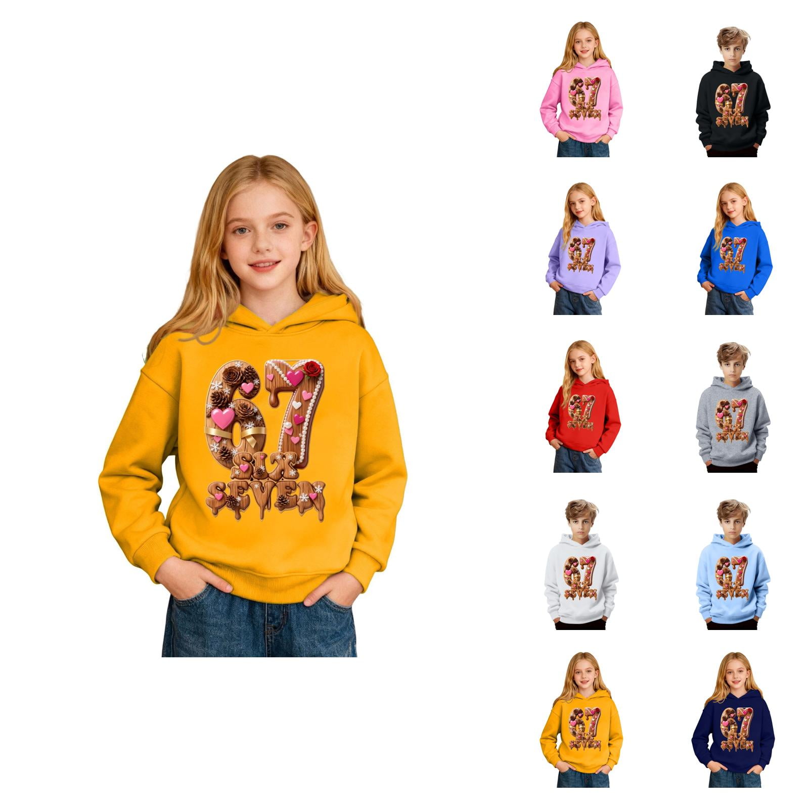 67 Hoodie for Boys Girls Six Seven Ice Cream Drip Hoodie Funny Number ...