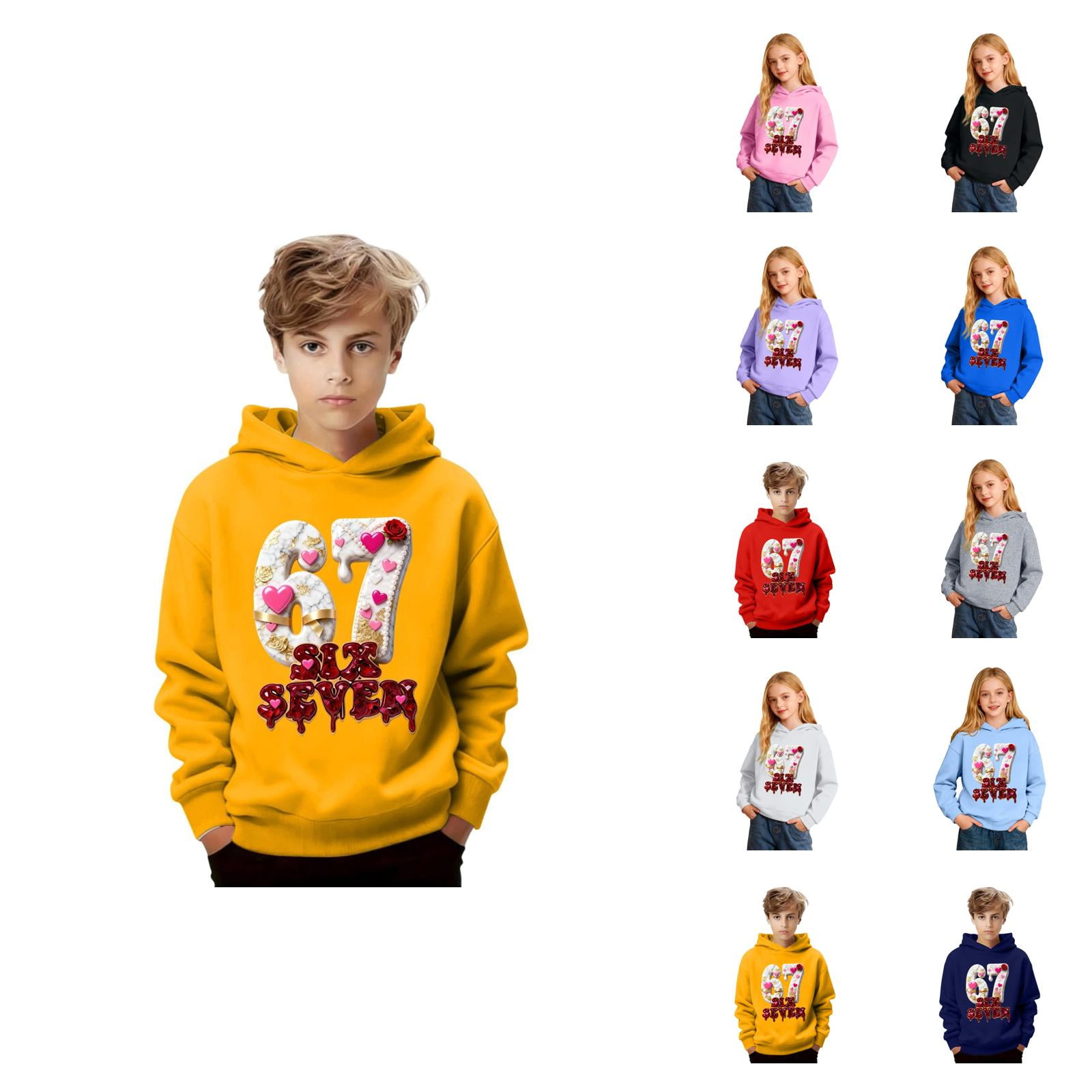 67 Hoodie for Boys Girls Six Seven Ice Cream Drip Hoodie Funny Number ...