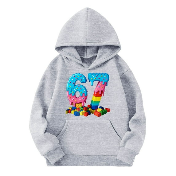 67 Hoodies Kids Girls 6 7 Number Preppy Hooded Sweatshirts Oversized ...