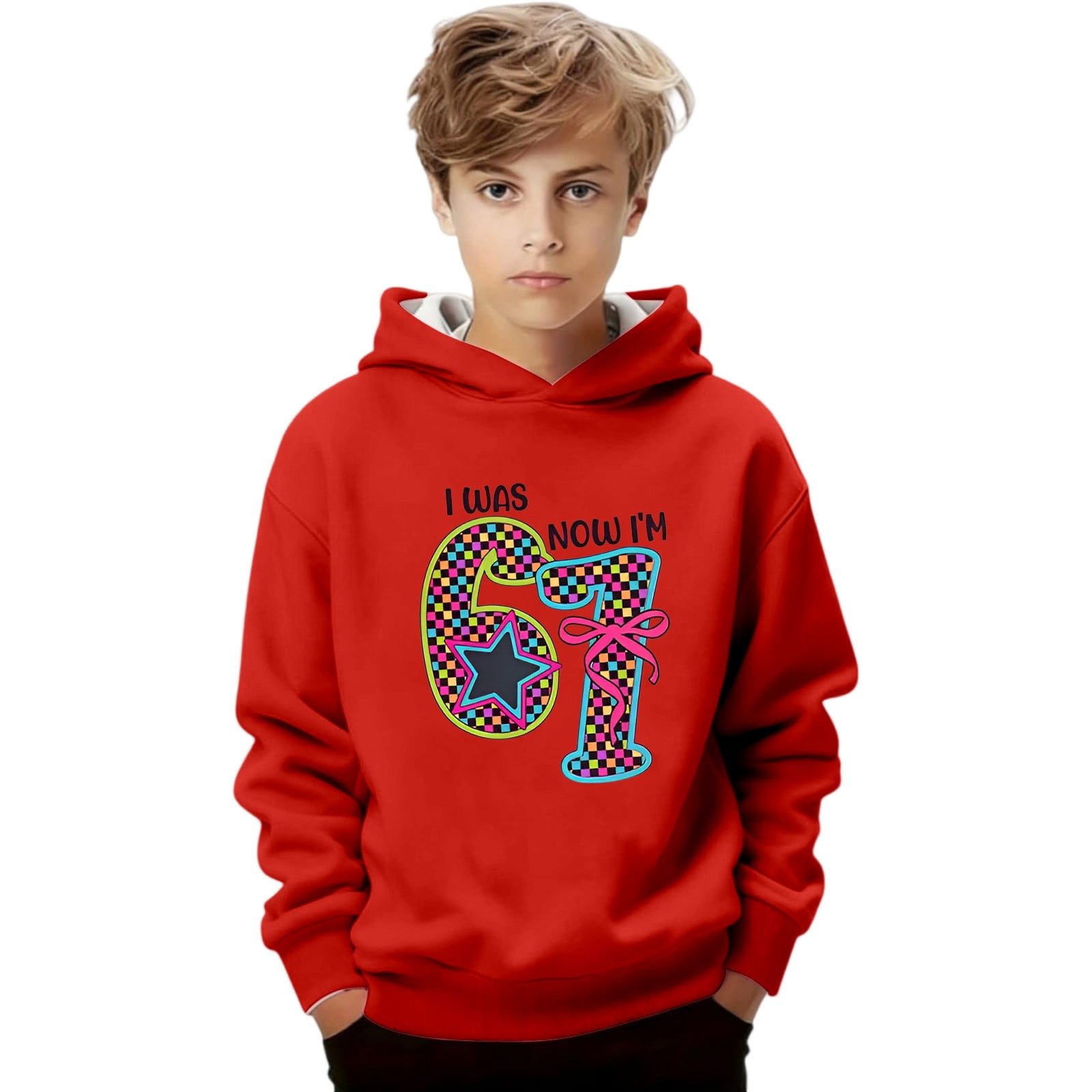 67 Hoodies Meme Kids 6 7 Number Long Sleeve Sweater Comfortable Cartoon ...