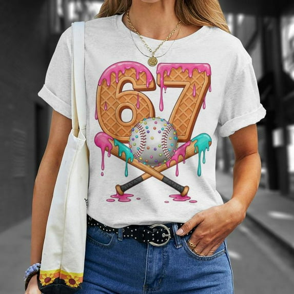 67 Ice Cream Drip Baseball Number 67 Player 67th Birthday Colorful ...